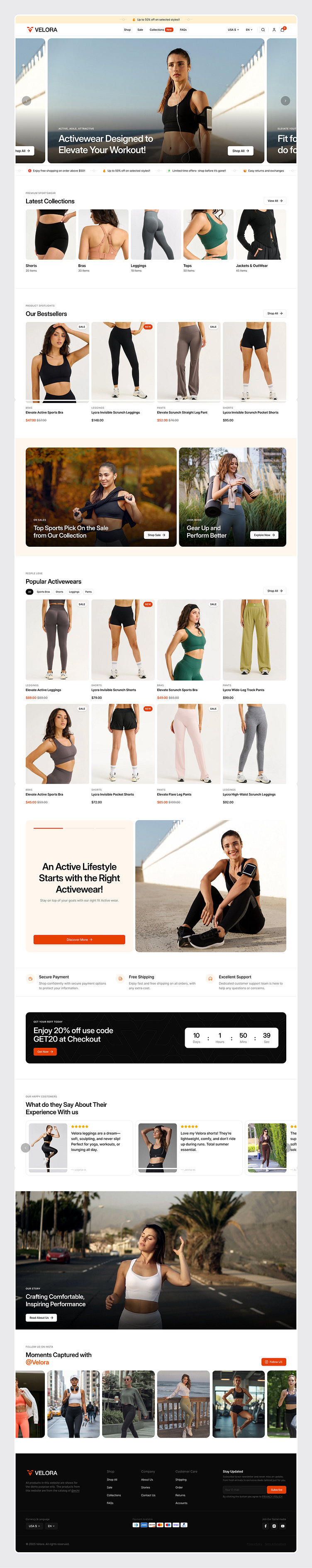Velora – Conversion-Focused Activewear Shopping Landing Page by Extrive ...