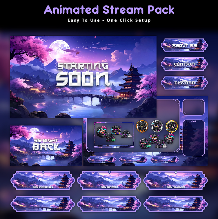 Samurai Moon | Stream Overlay | Twitch Overlay by VectorKingStudio on ...