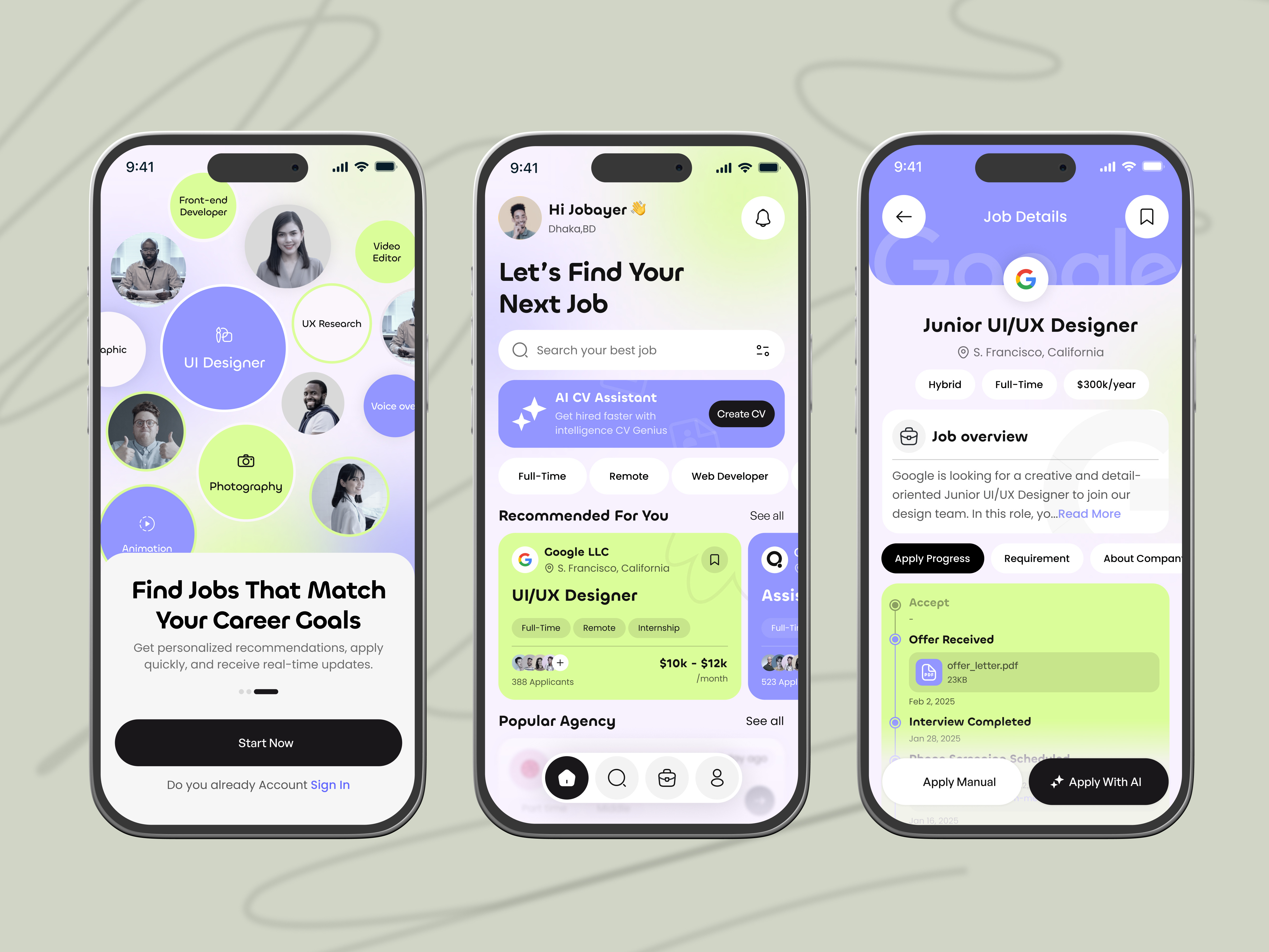 Job Finder App UI Design 🚀 by Jobayer Mahbub for Arobix Design on Dribbble