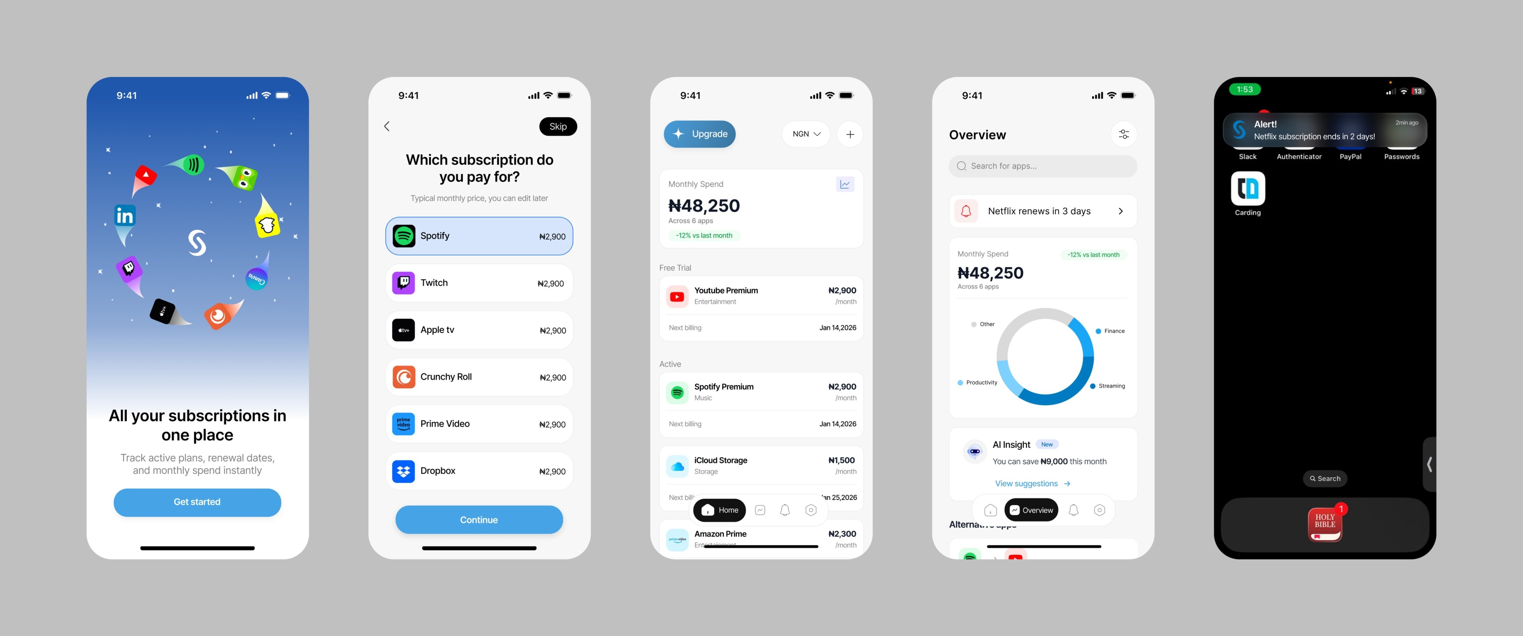 An AI Subscription Management App by Ona Nwosu on Dribbble
