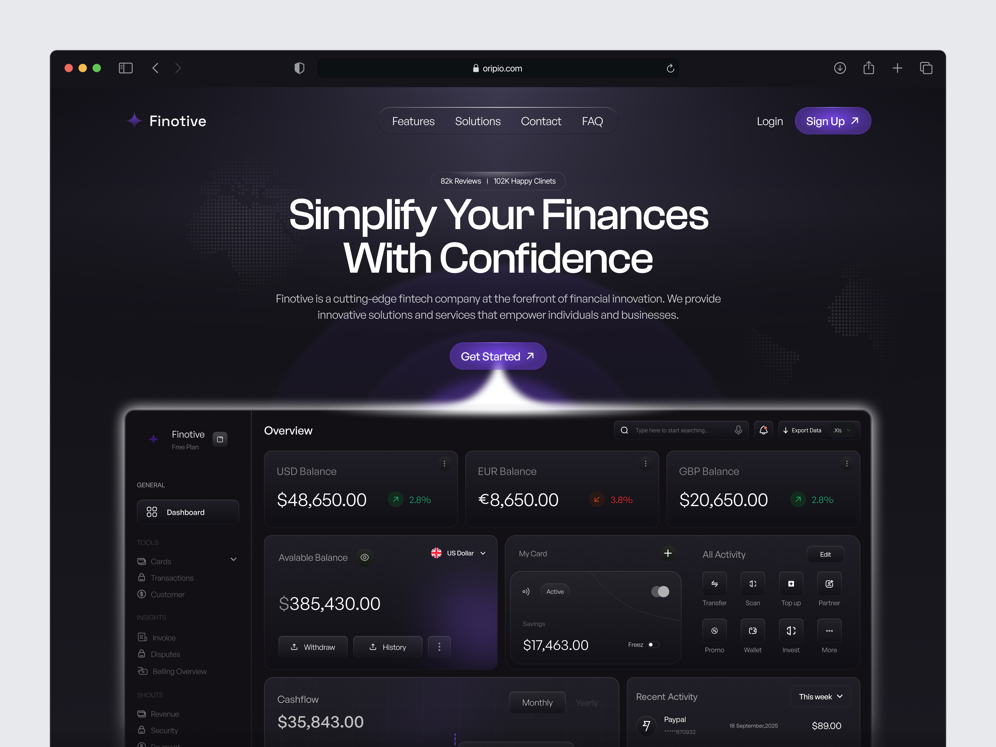 Finance SaaS Landing Page by Oripio on Dribbble