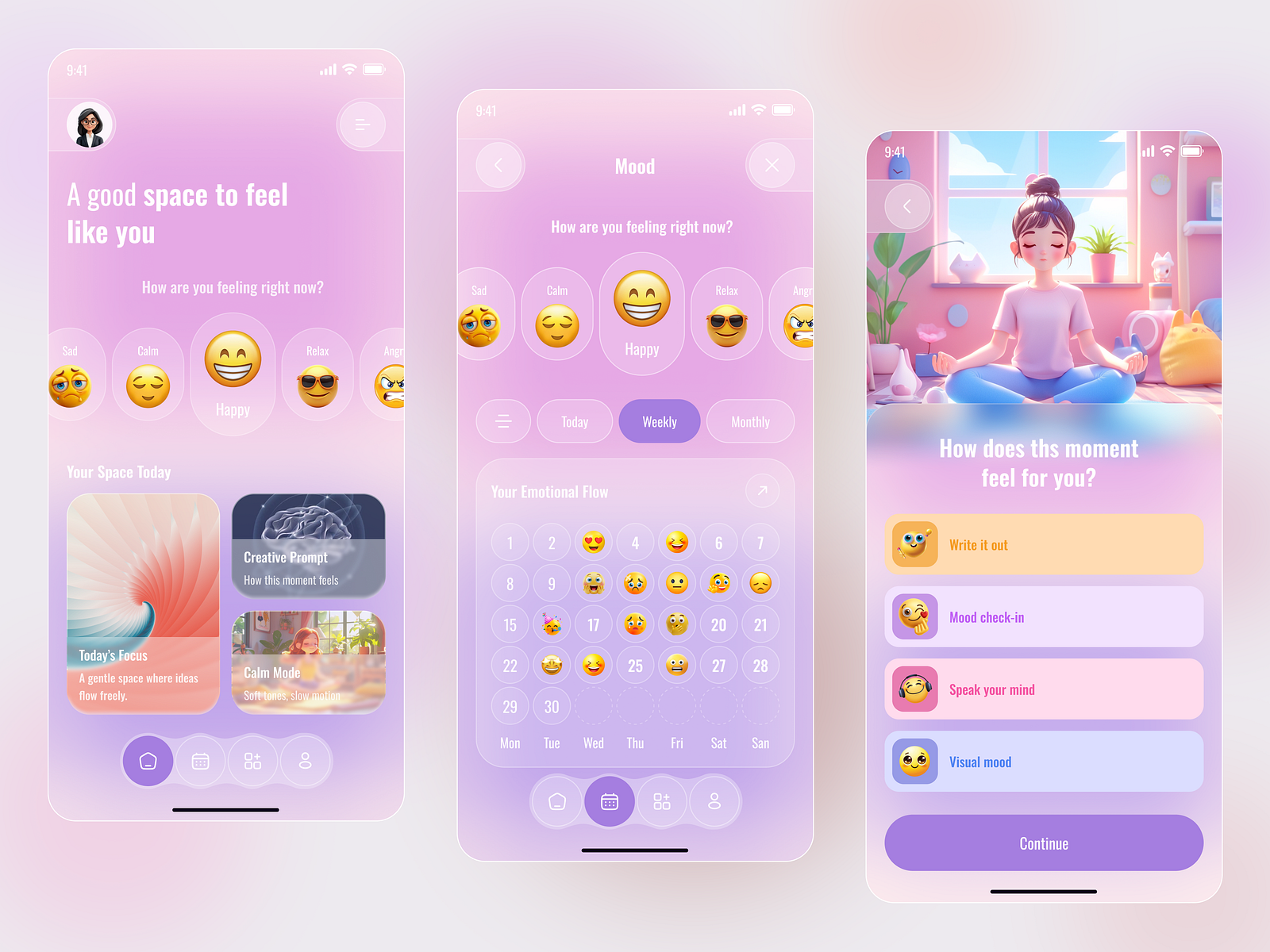 Mindfulness & Mood Journal App UI by Shova Ghosh on Dribbble