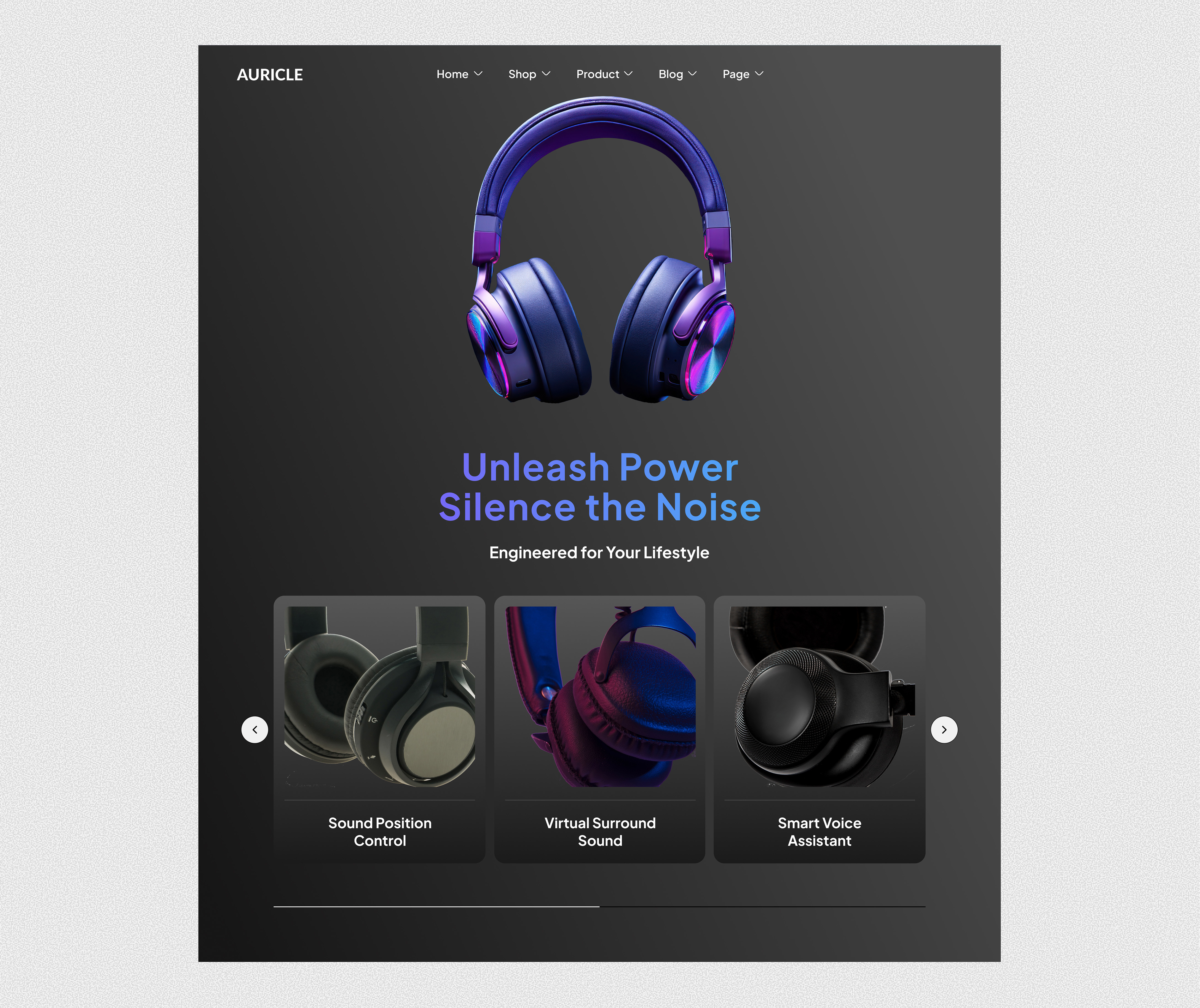 AURICLE – Premium Headphone Landing Page UI by Sumon Ali on Dribbble
