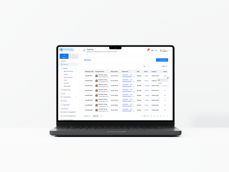 HalMeta HRM dashboard by Benjamin Hoang on Dribbble