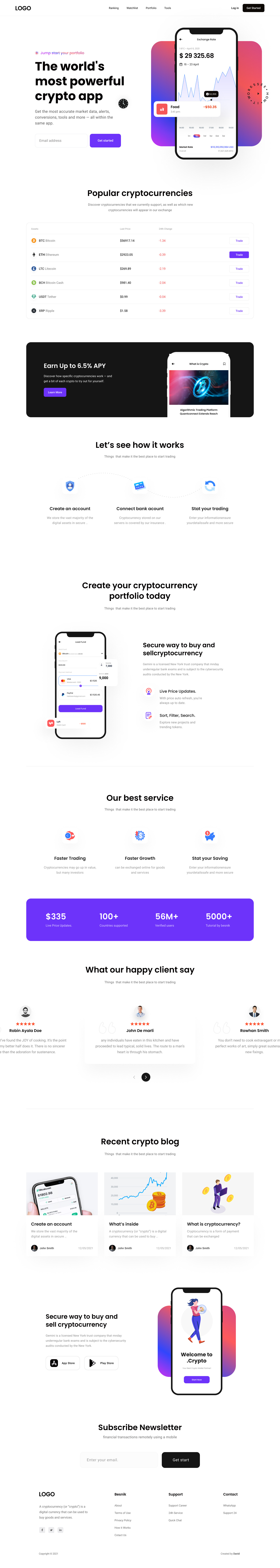 Cryptocurrency landing page by David Designs on Dribbble