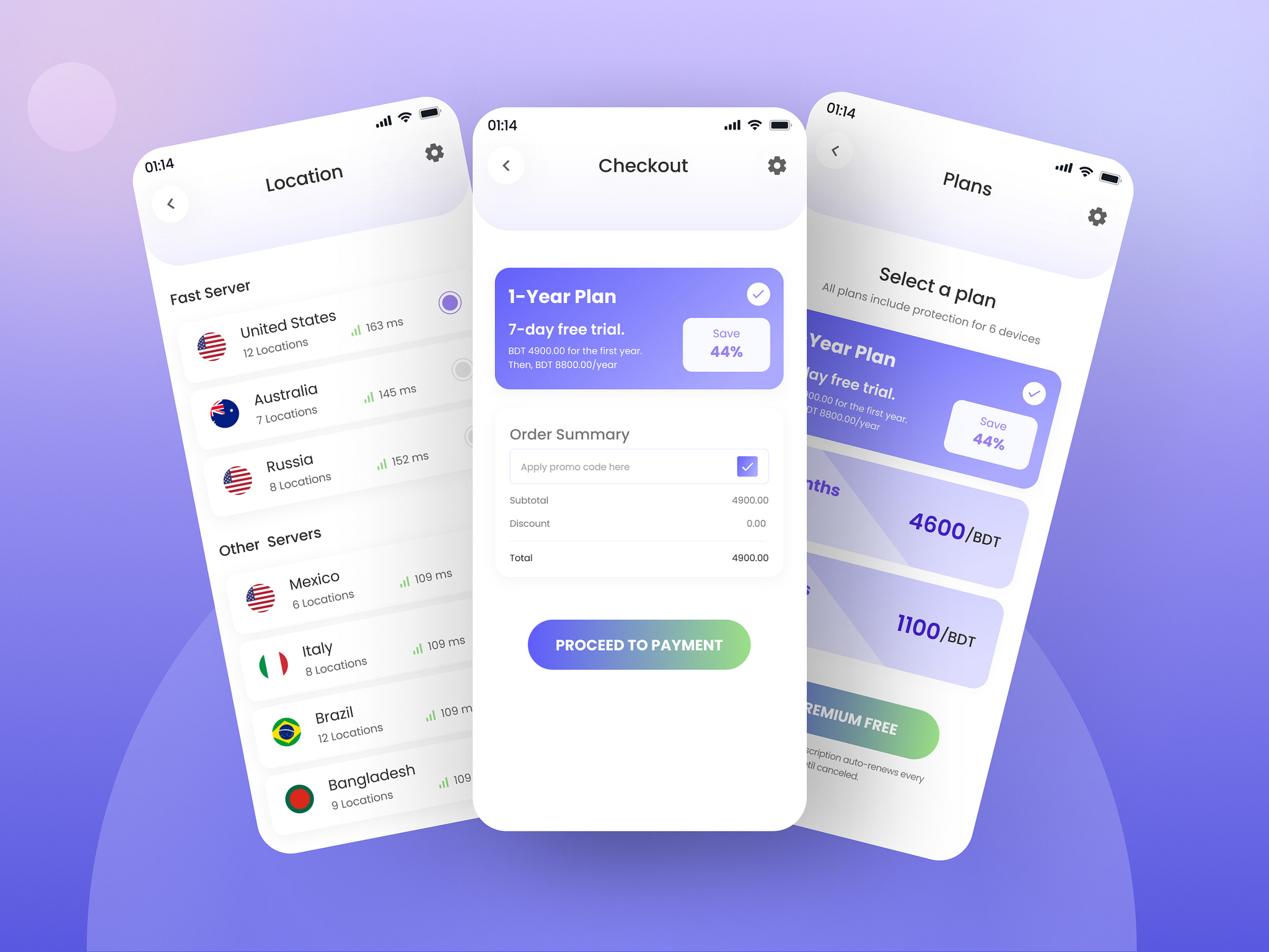 VPN App Complete APP UI Kit by Asiq M. for Netro Systems on Dribbble