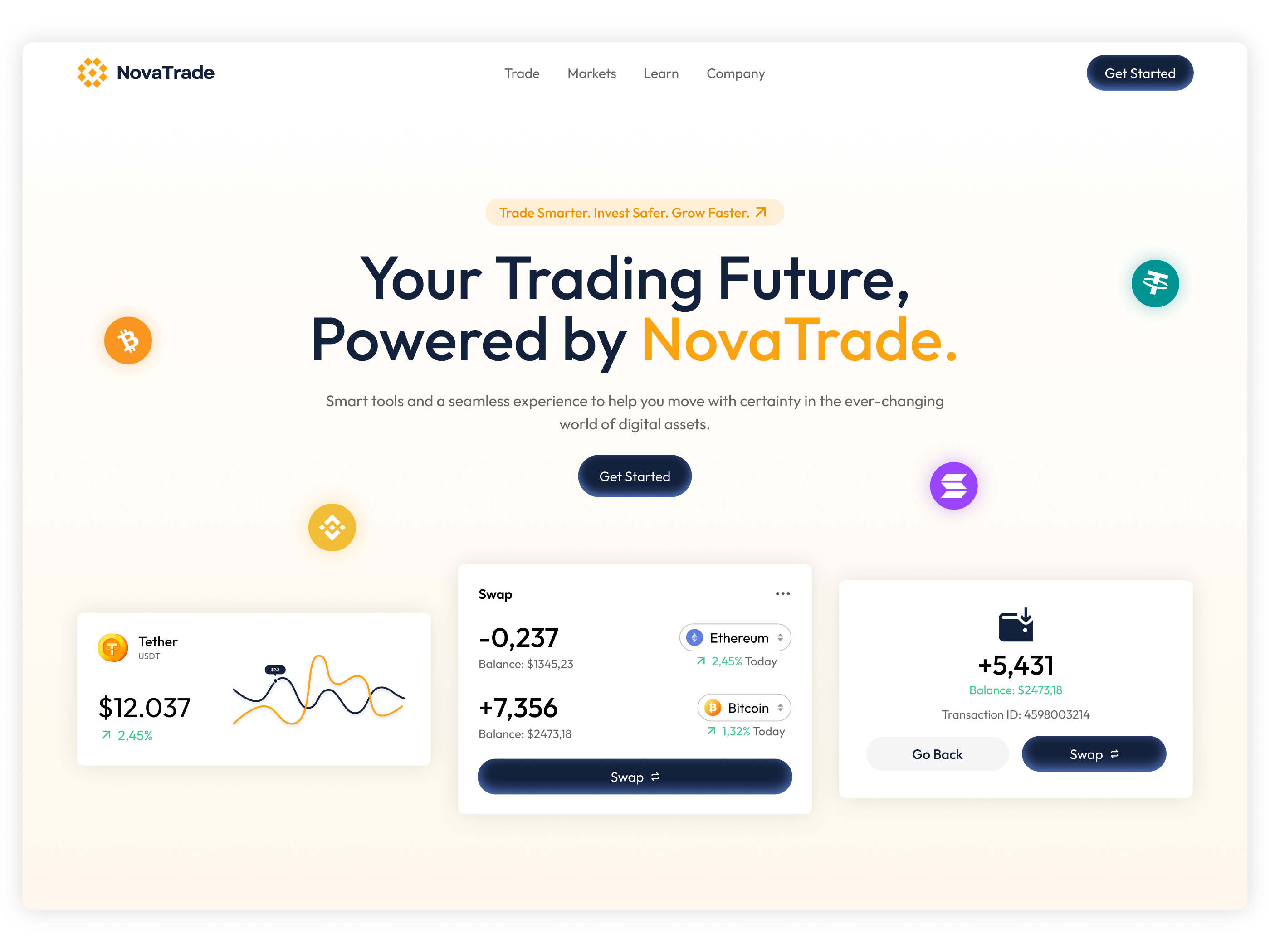 Hero Section for NovaTrade by PrimeDesign on Dribbble