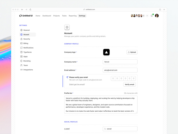 Account settings — Untitled UI by Jordan Hughes® on Dribbble