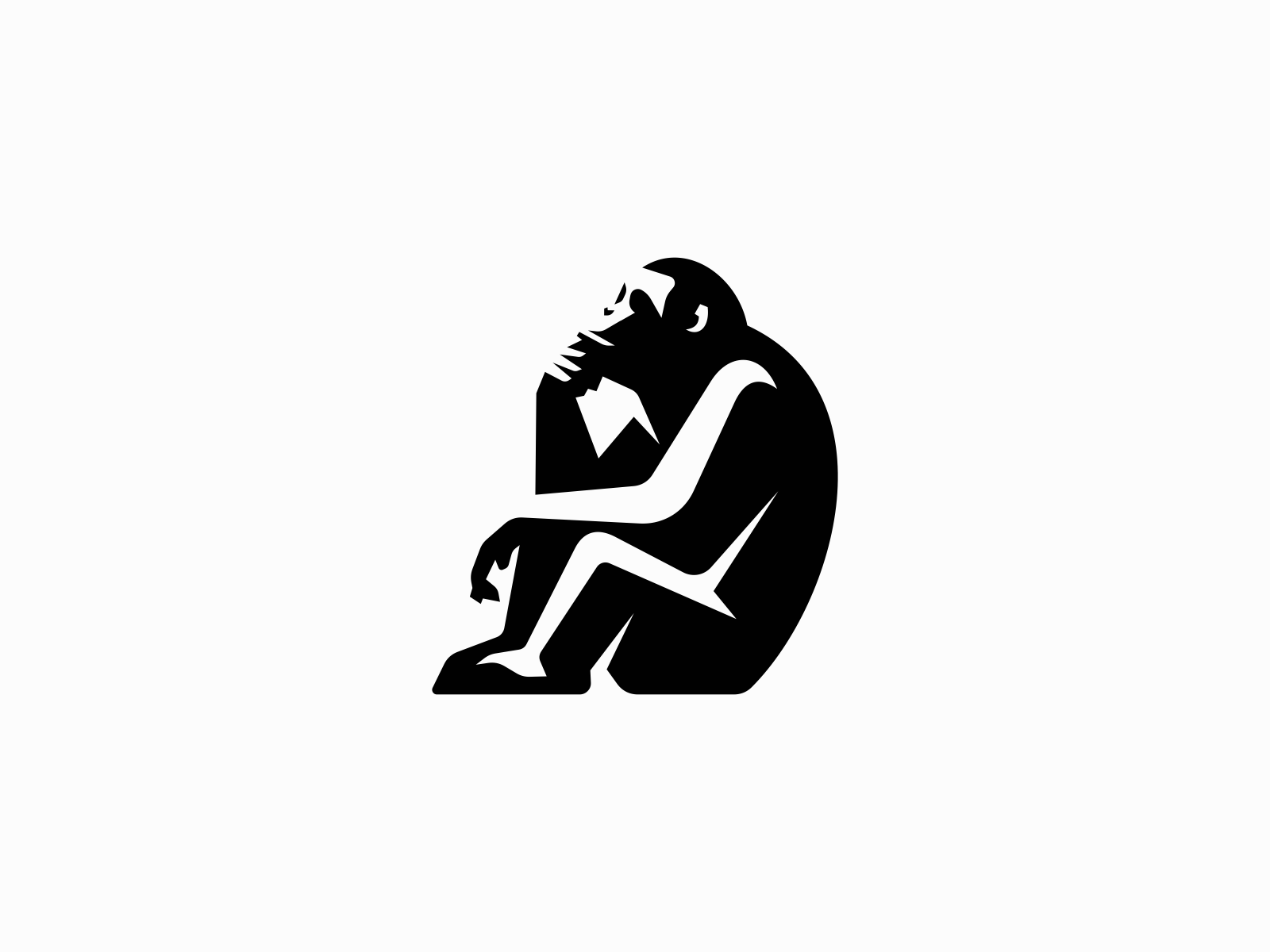 Negative Space Thinking Orangutan Logo by Lucian Radu on Dribbble