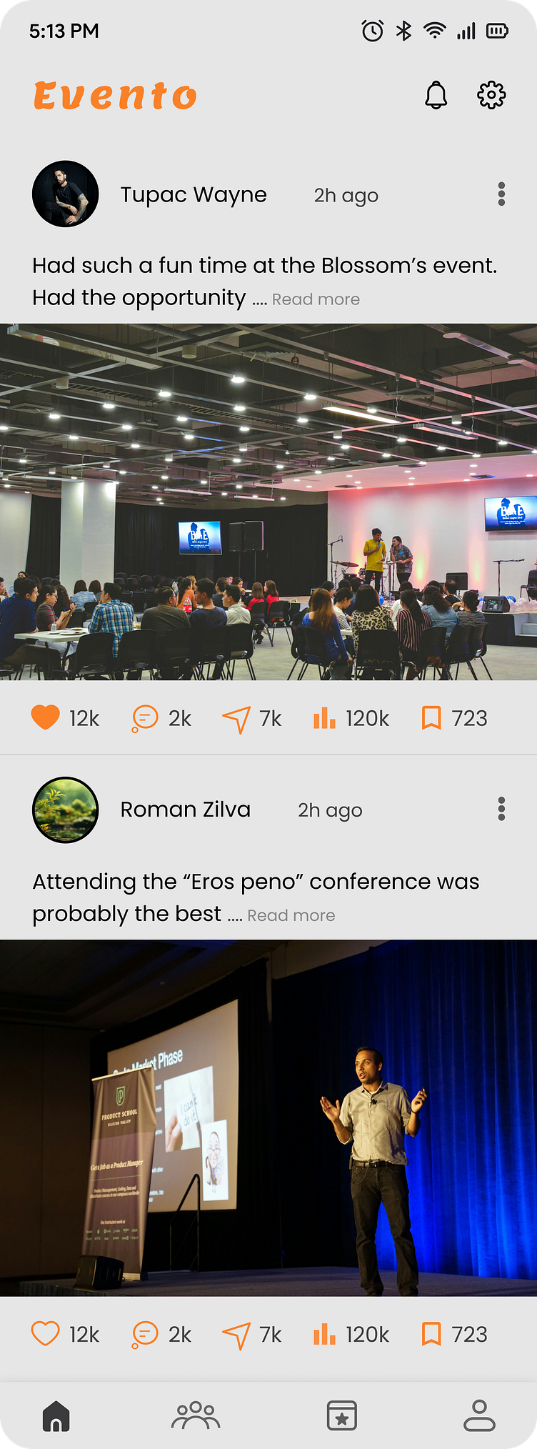 Home page design for a Events app by Devang on Dribbble