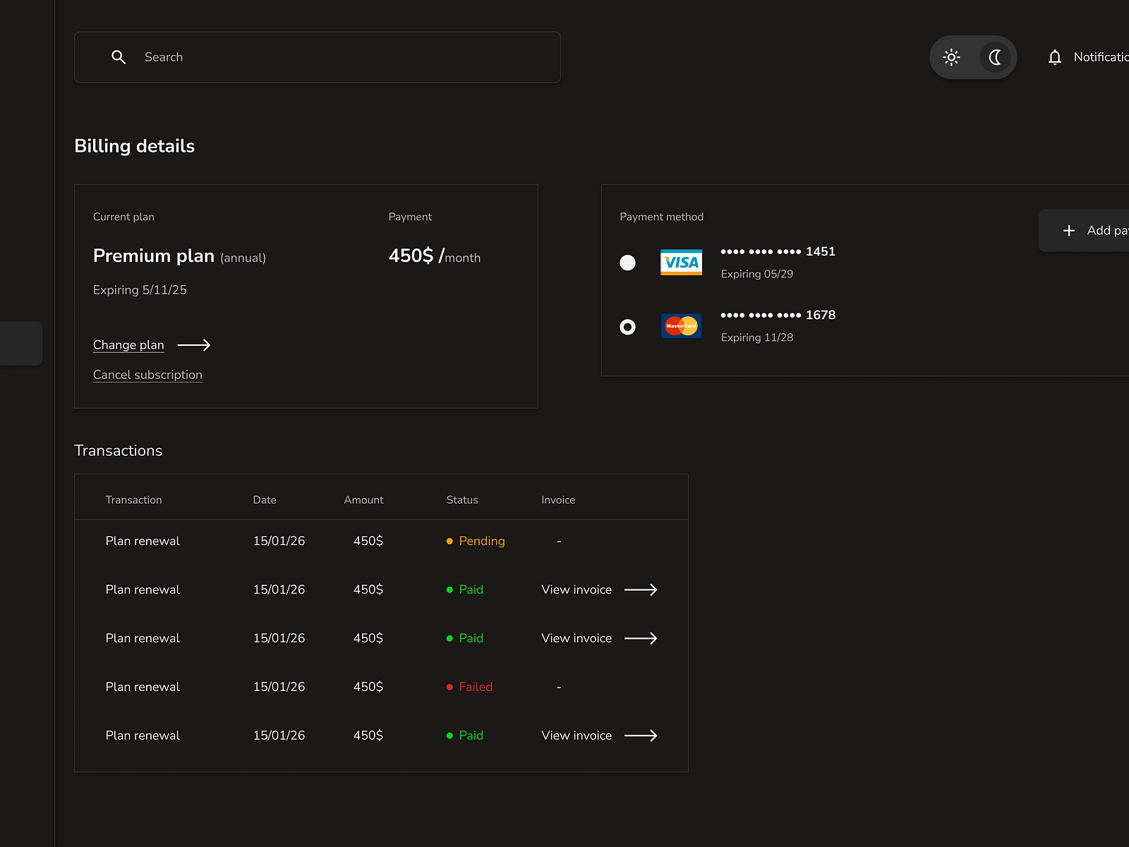 Billing screen design by Devang on Dribbble