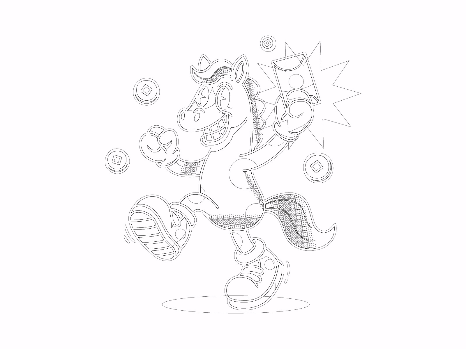 Retro Cartoon Horse Character Celebrating Lunar New Year 2026 by Dendy ...