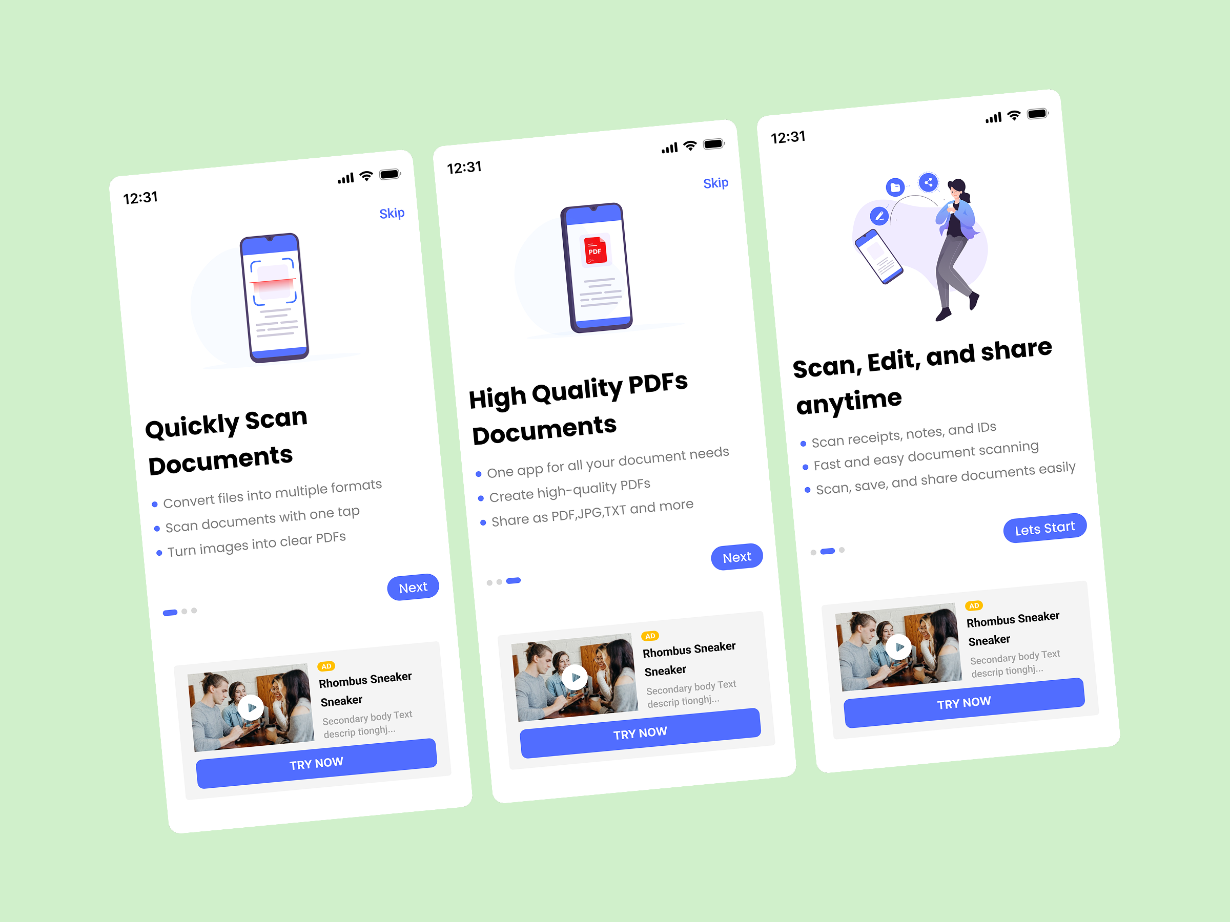 Scanner Documents , PDF Scanner Mobile UX/UI Design by Syed Mahad on ...