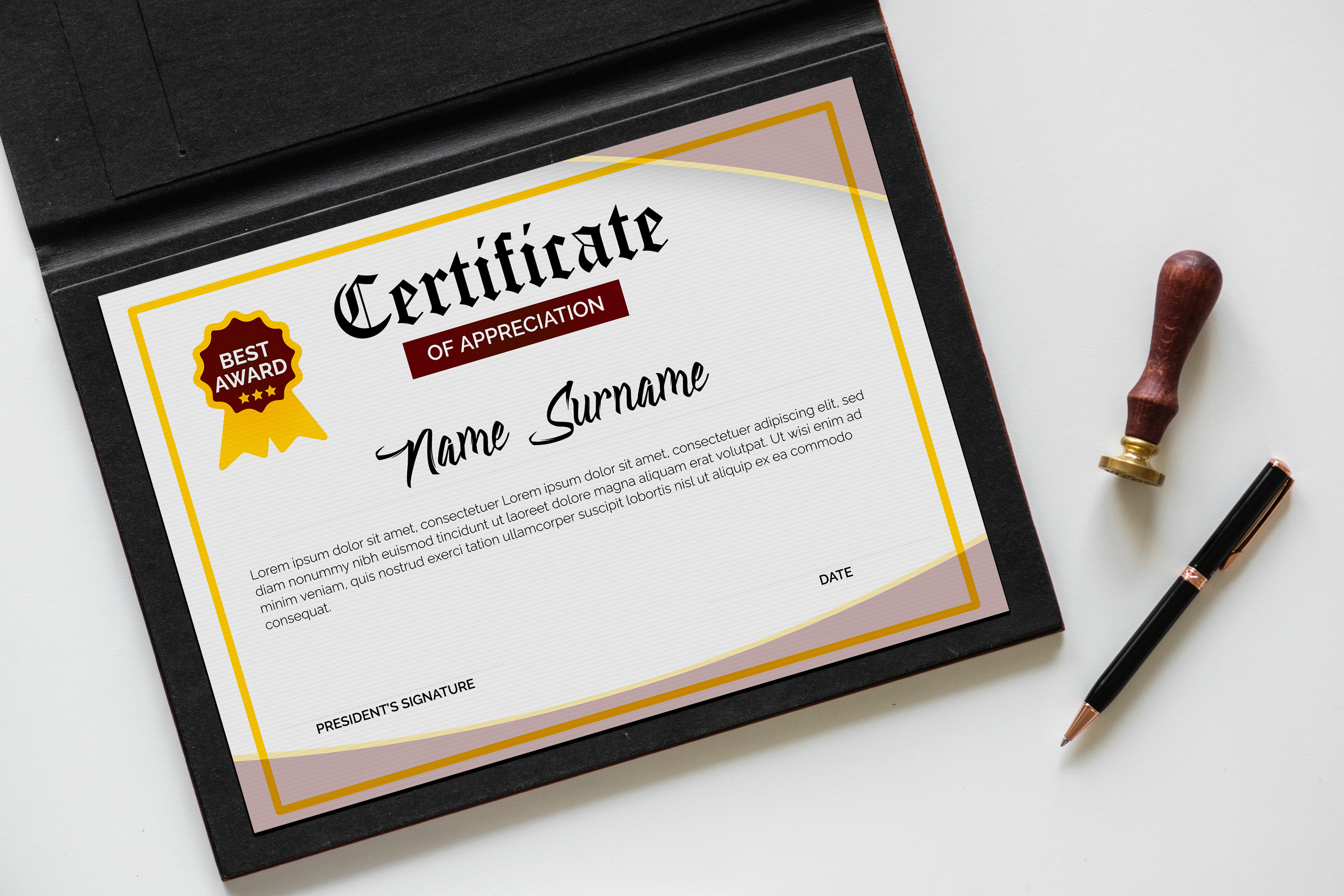 Certificate of Appreciation with Award Badge Template. by Tahsin Rahman ...