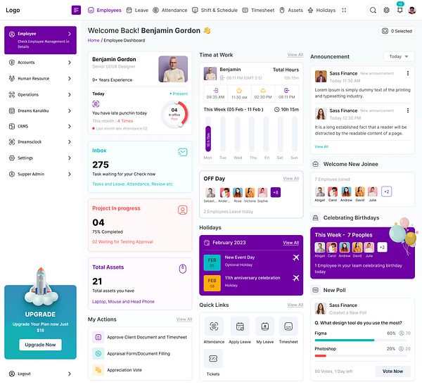 Employee Management System Admin Dashboard UI Design by Vivek K on Dribbble
