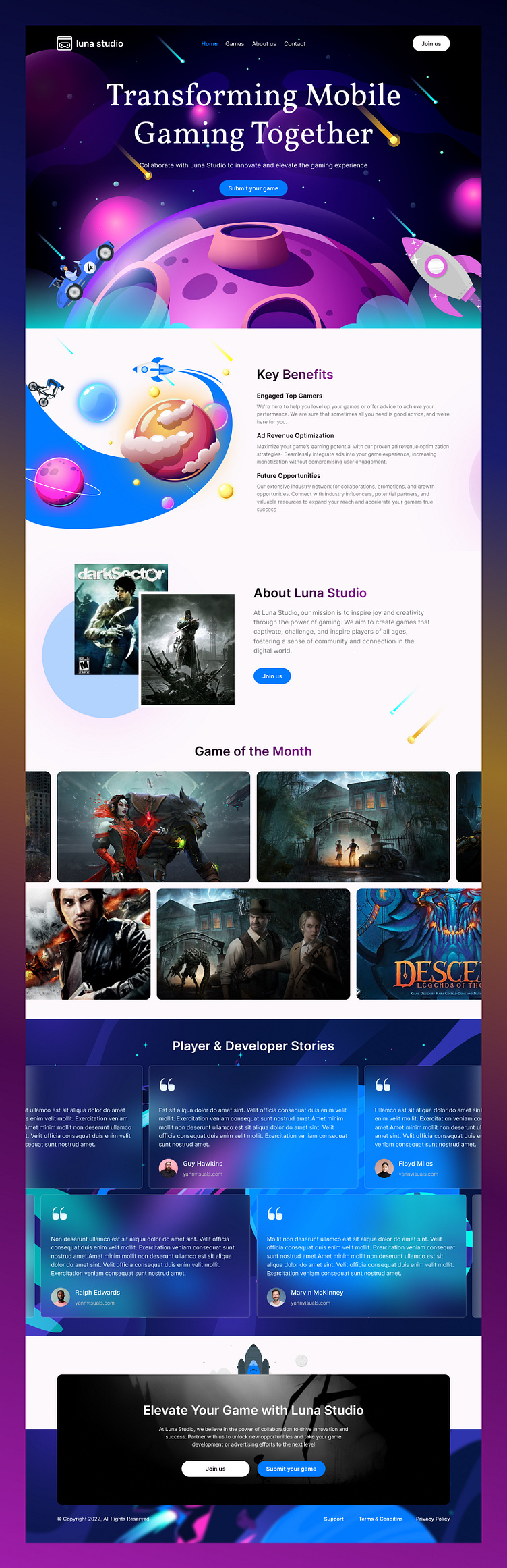 Mobile Gaming Startup Landing Page by Majidur Rahman on Dribbble
