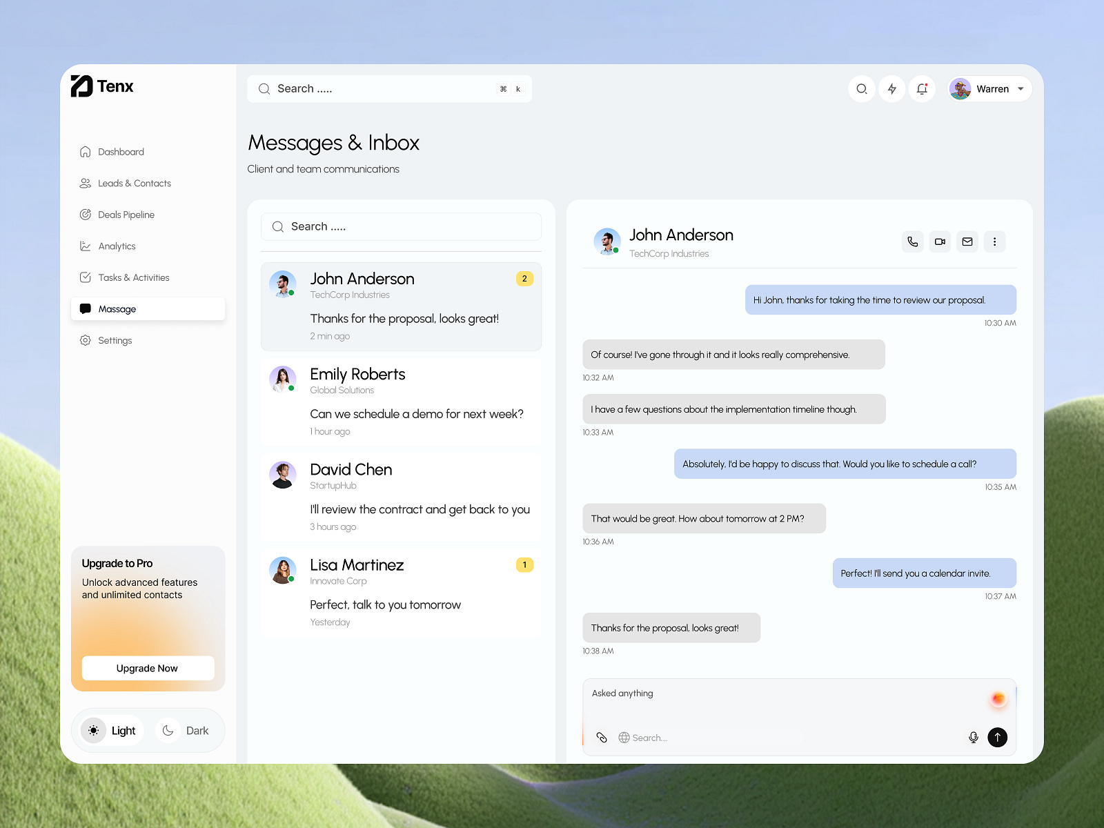 CRM Dashboard – Messages & Inbox UI by Jidan ☾ for Zain's Studio on ...