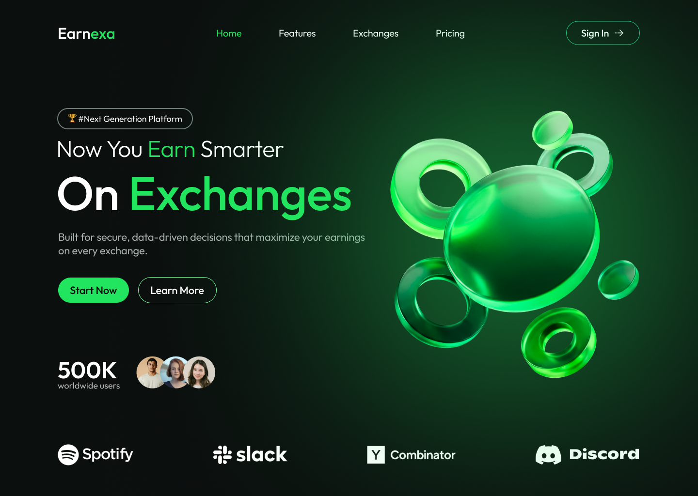 Crypto Exchange Hero Section UI Design | Earnexa Fintech Website by ...
