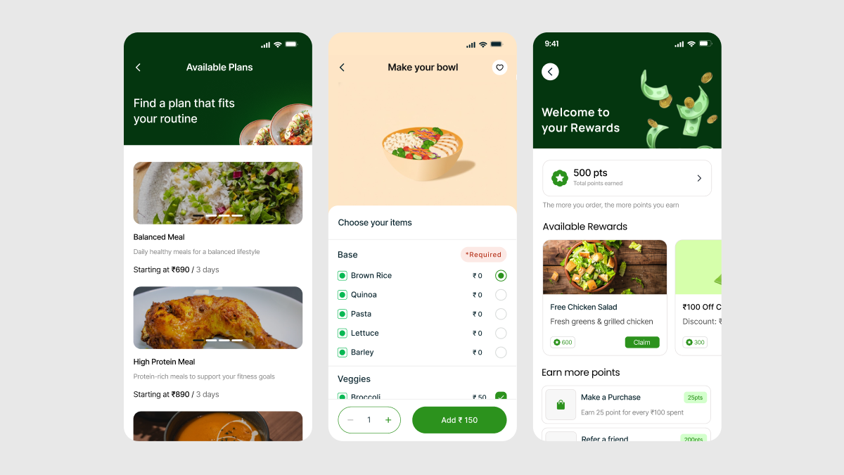 Food App screens by Prasanjit Dey on Dribbble