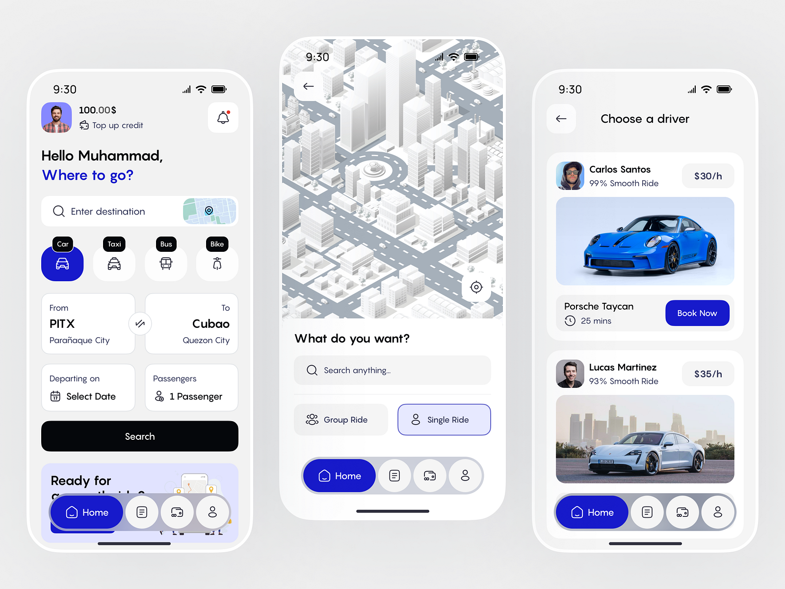 On-demand transport app UI by Fazlur Rahman on Dribbble