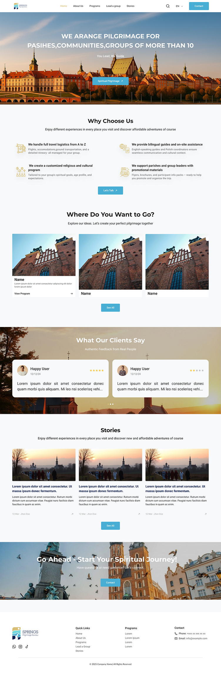 Landing Page for a Catholic Pilgrimage Website by Shafa Shukurova on ...