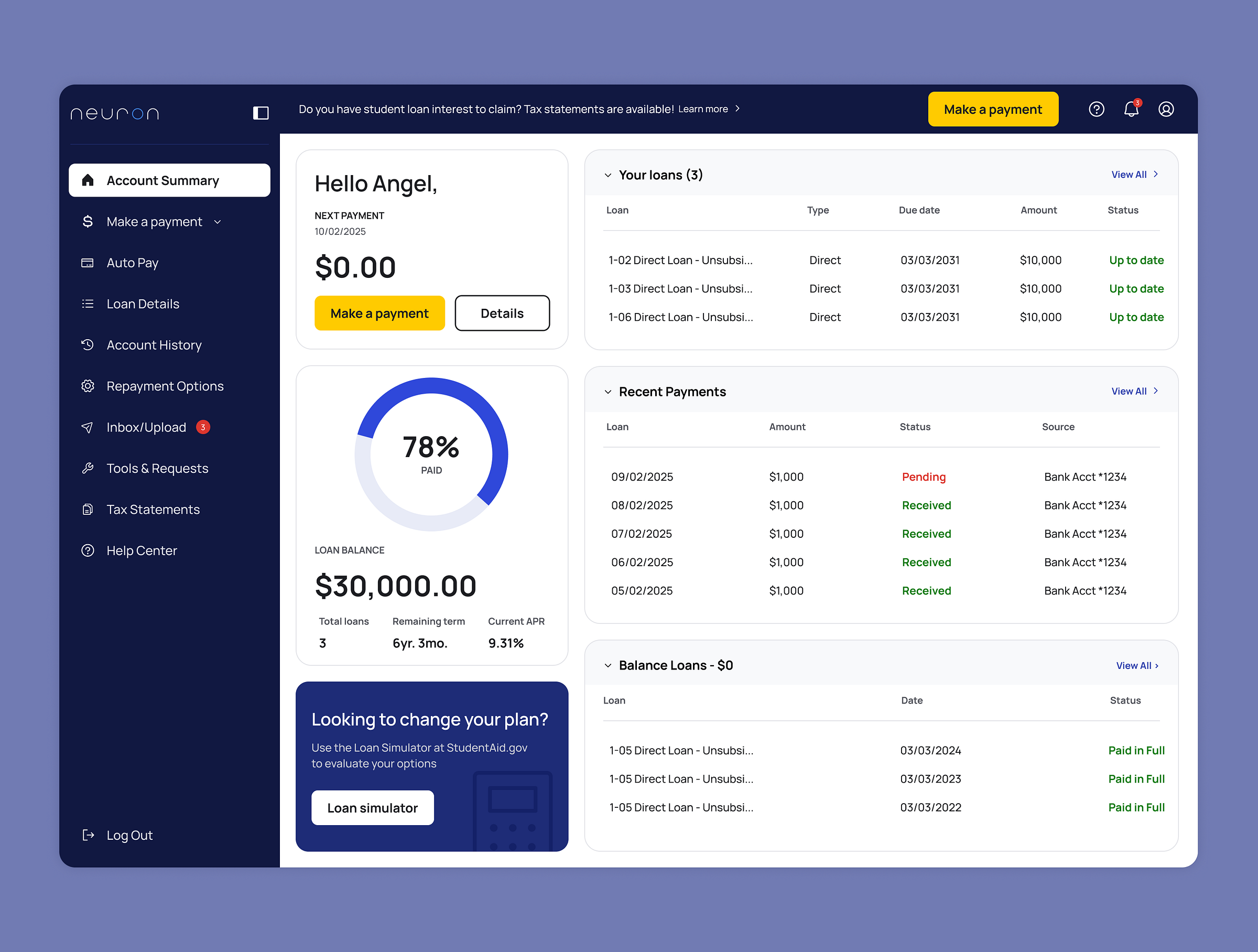 Student Loan Portal Web App by Angel Juarez on Dribbble