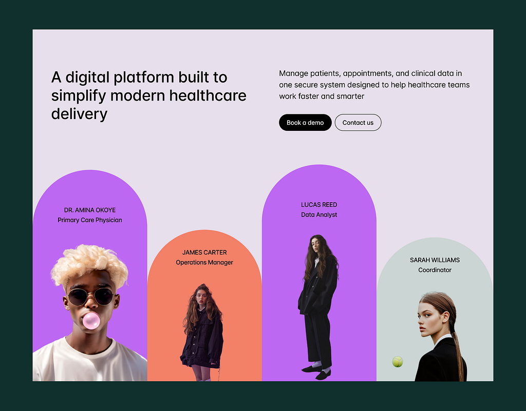 Hero section for a digital healthcare platform focused by Teslim Ajani ...