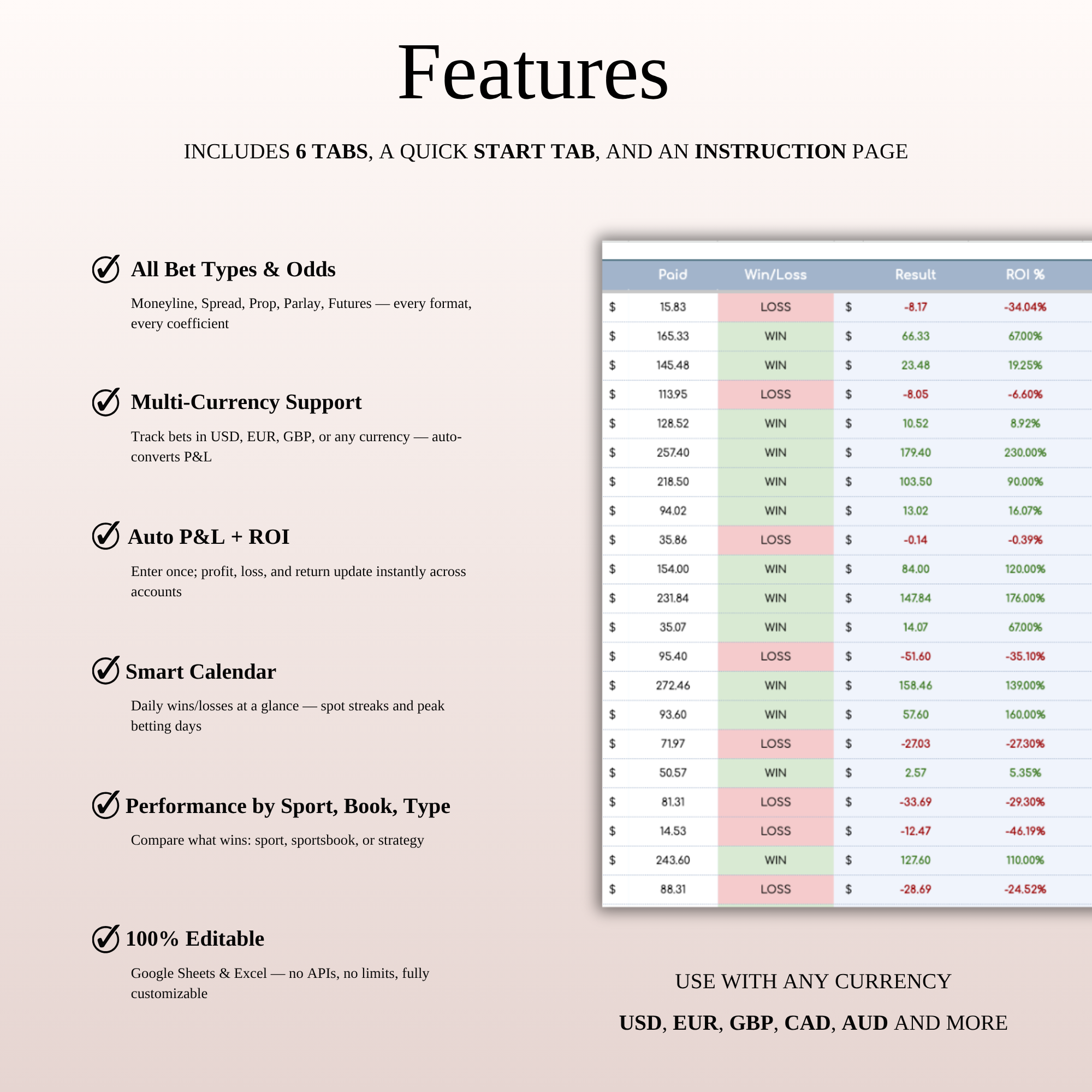 Sports Betting Journal Template by Spreadsheets Hub on Dribbble