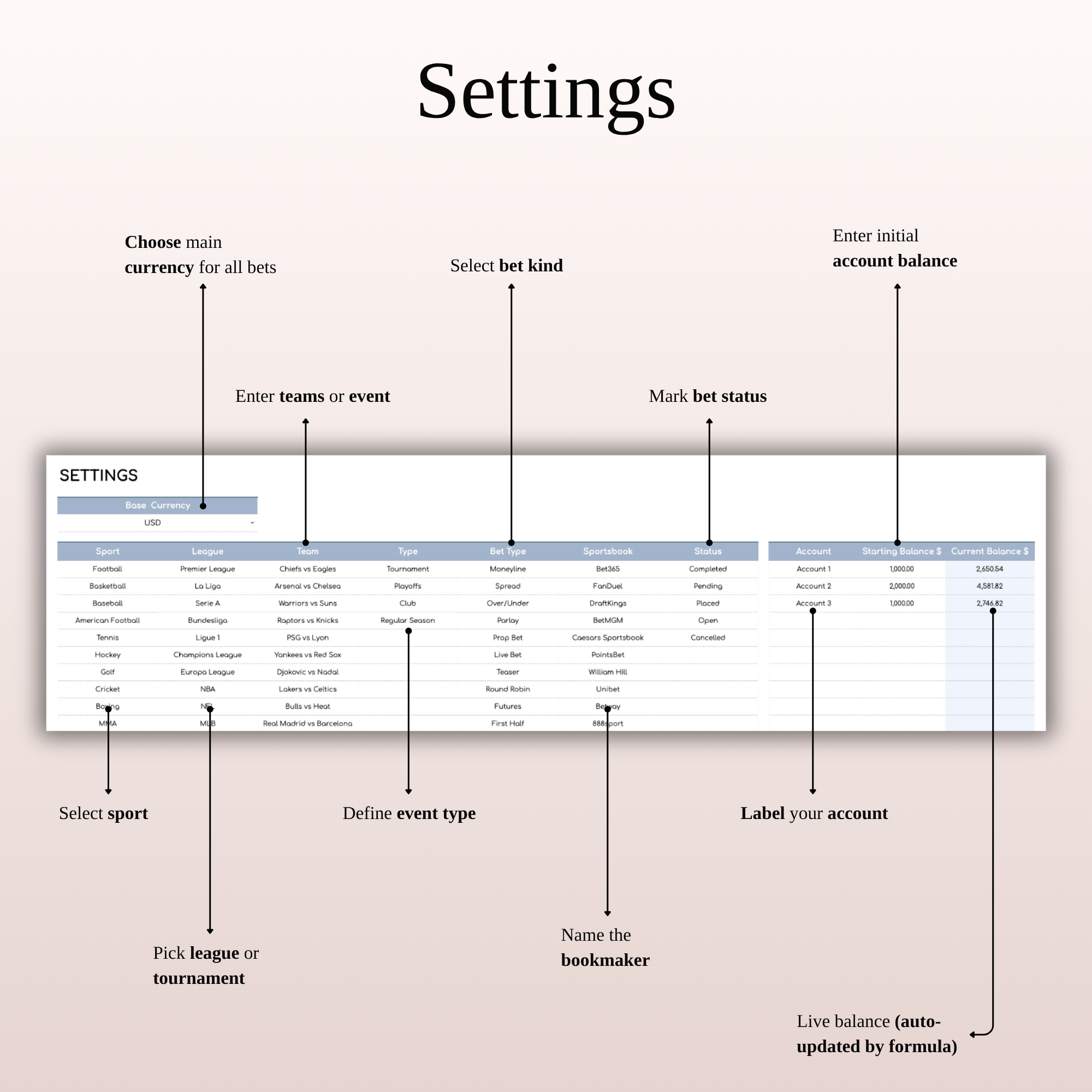 Sports Betting Journal Template by Spreadsheets Hub on Dribbble