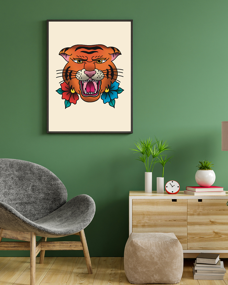Tiger Head Tattoo Style Illustration by Esther Denton on Dribbble