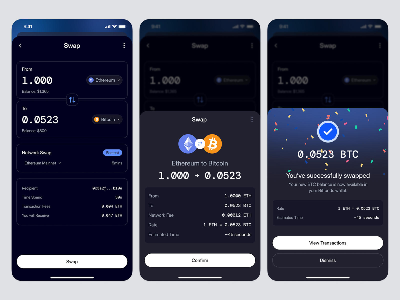 Crypto Swap Mobile App: Transaction Flow by Keitoto on Dribbble