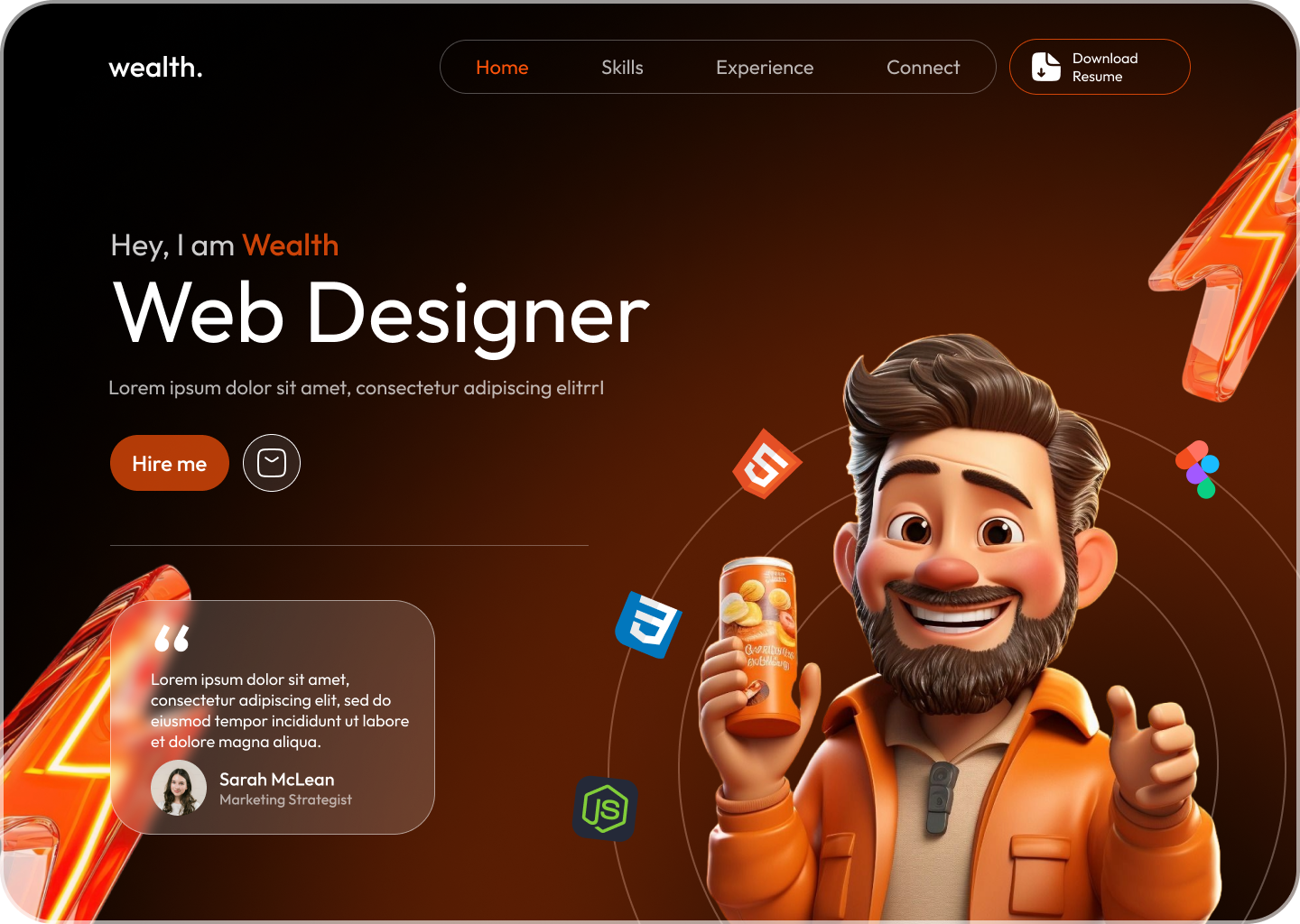 A Portfolio website by Abiodun Eniola on Dribbble