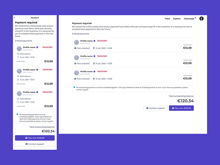 Payment Required - UX/UI - Design by Tabita on Dribbble