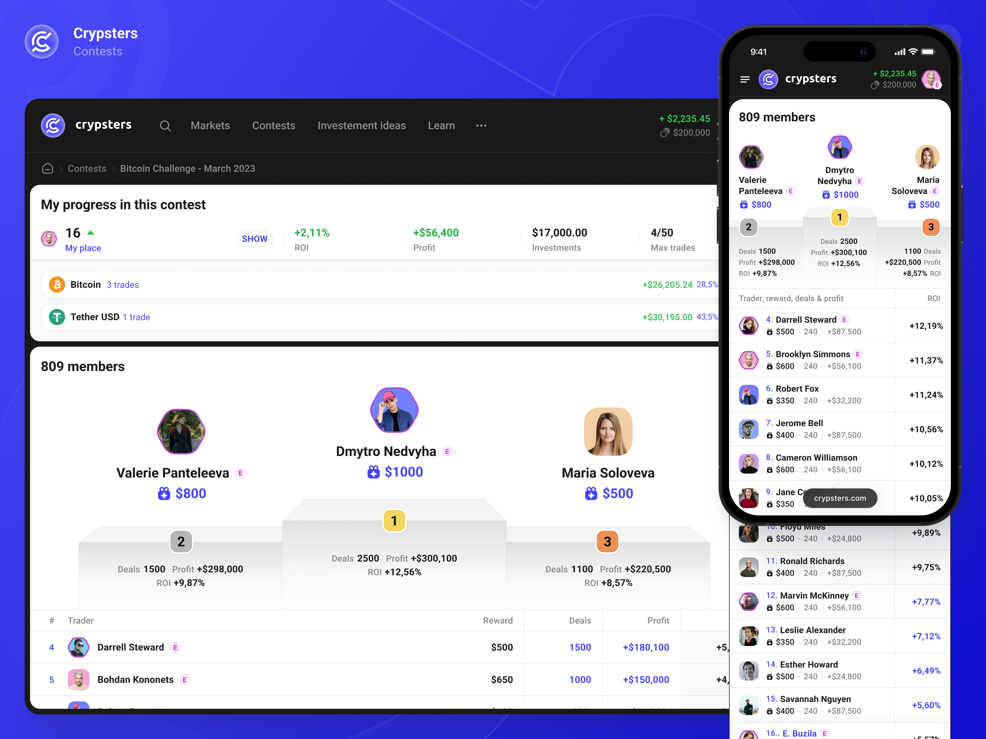 Crypsters: Contests Page Interface Design by Flatstudio on Dribbble