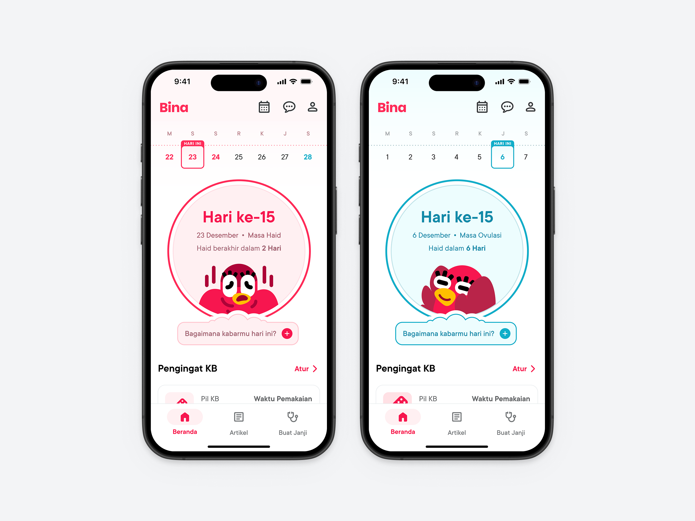 Bina - Women’s Health & Period Tracking App by Iyad Irviansyah on Dribbble