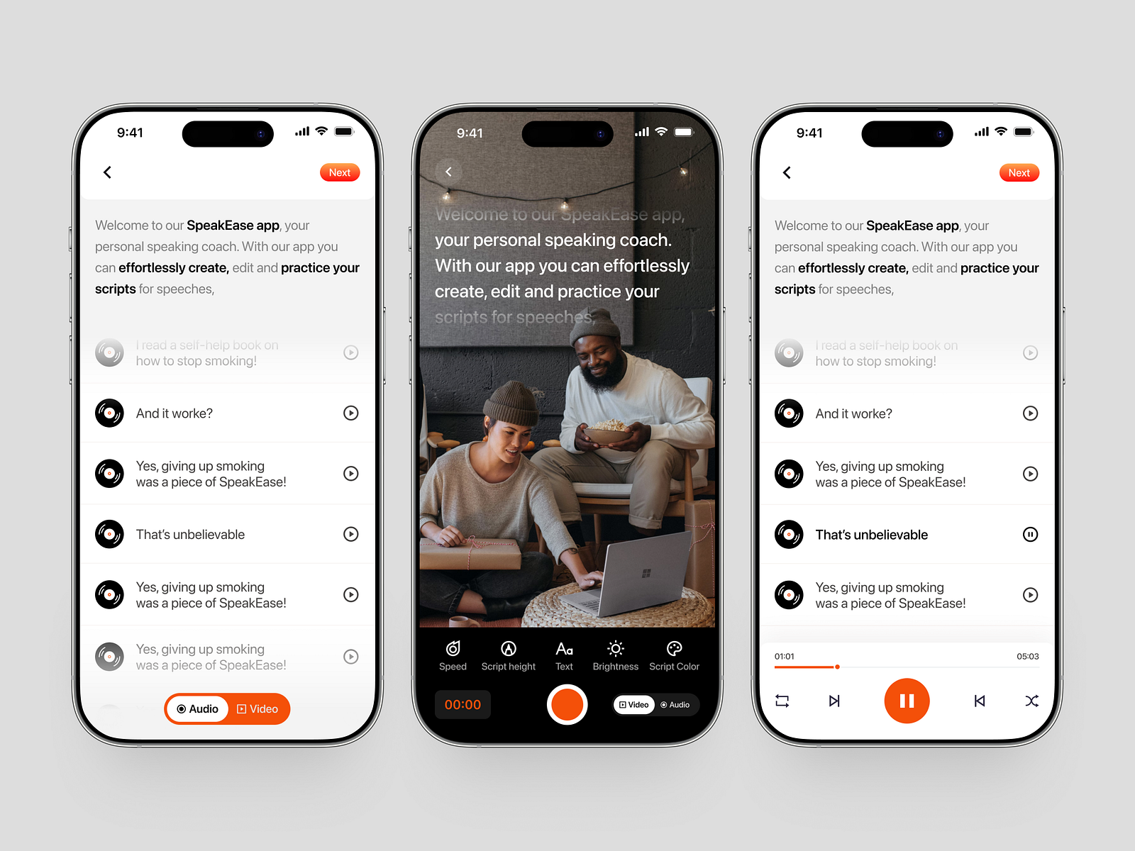 SpeakEase – Personal Speaking Coach App by Wavespace - UI/UX Design ...