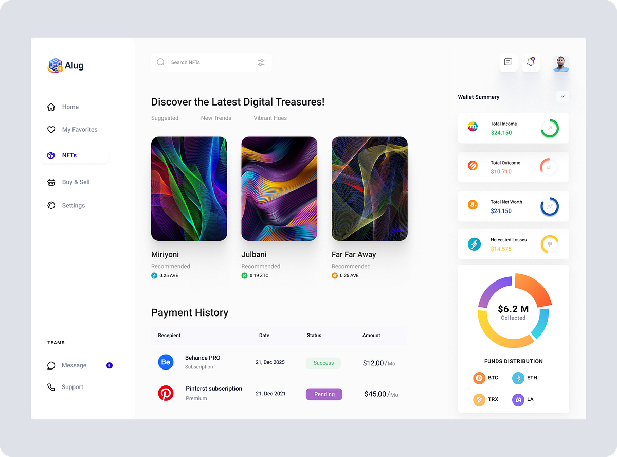 NFT Marketplace Dashboard | Web App UI Design by Mujahid Iqbal on Dribbble