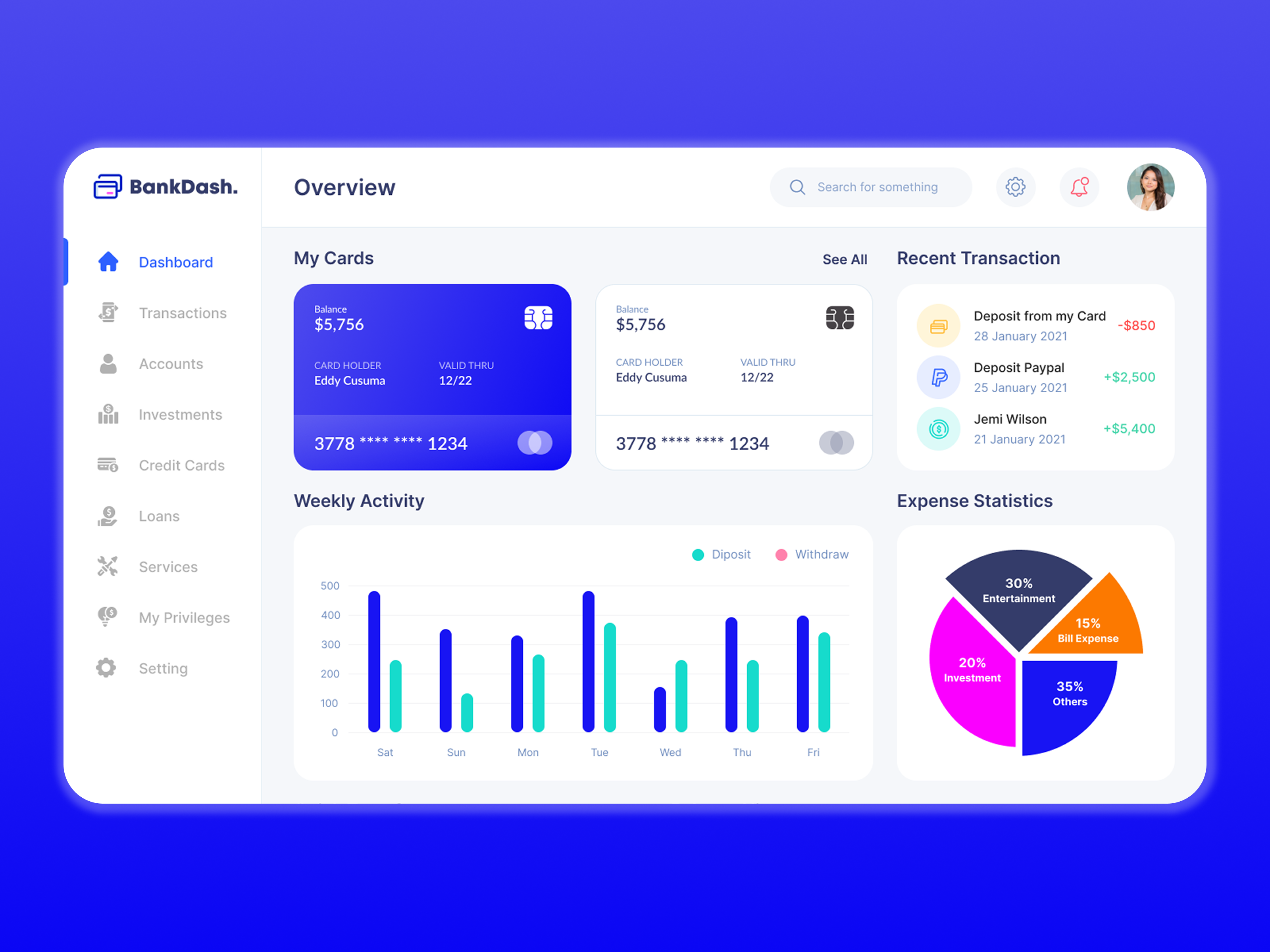 Fintech Banking Dashboard UI — Modern Financial Web App Design by ...