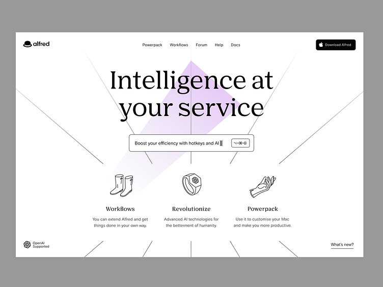 Alfred app: web design by Vladimir Gruev for OOZE on Dribbble