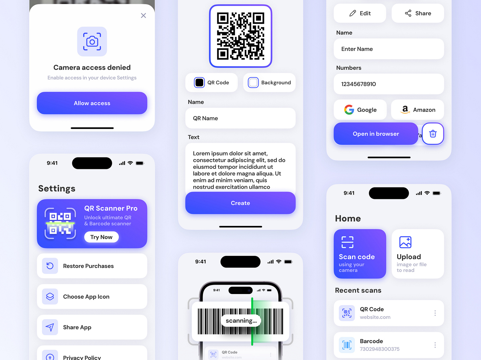 QR Scanner | Mobile app design by Mari Kuro on Dribbble