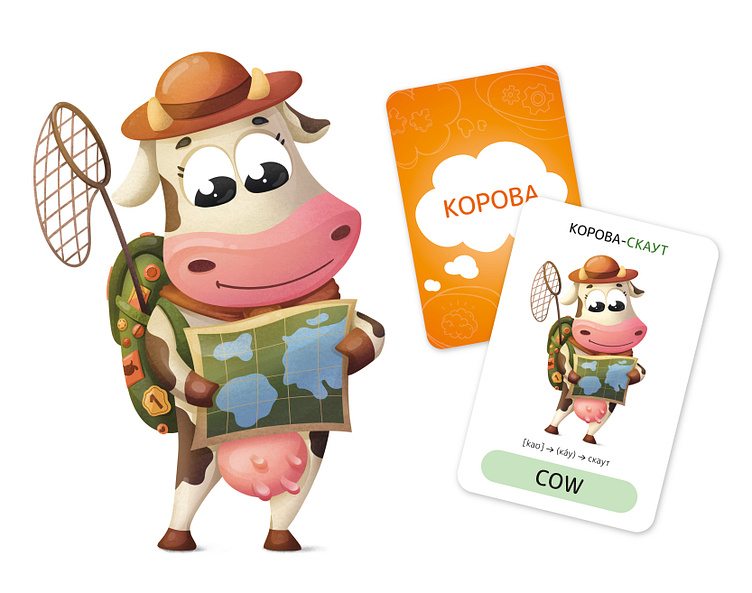 Cartoon Cow - Educational Flashcards for Kids by Hanna Hryhorenko on ...