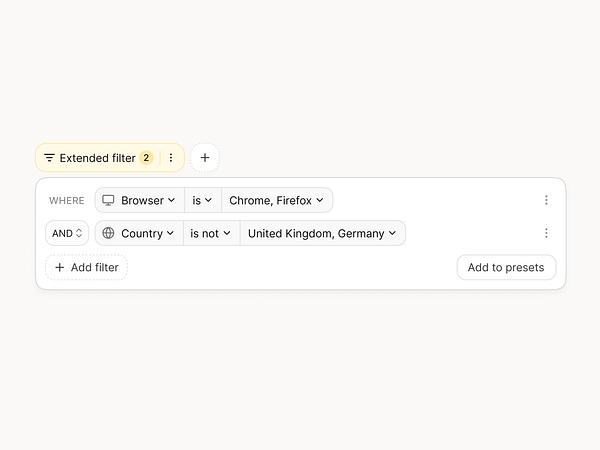 Advanced filtering - Countly UI by Antonin Kus on Dribbble
