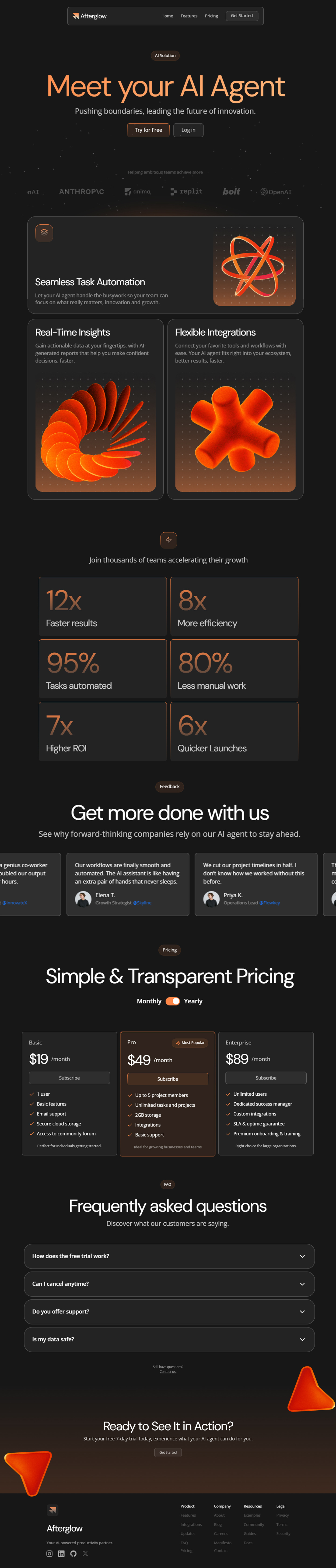 AI Agent Landing Page UI, Dark Mode SaaS Website by Ashar Waseem on ...