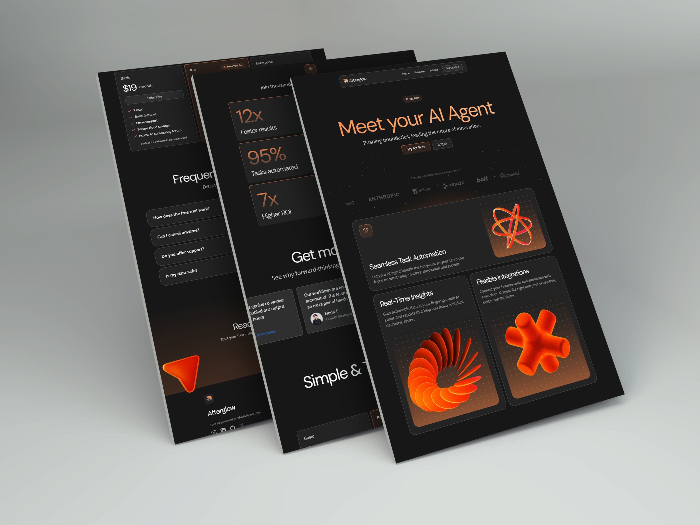 AI Agent Landing Page UI, Dark Mode SaaS Website by Ashar Waseem on ...
