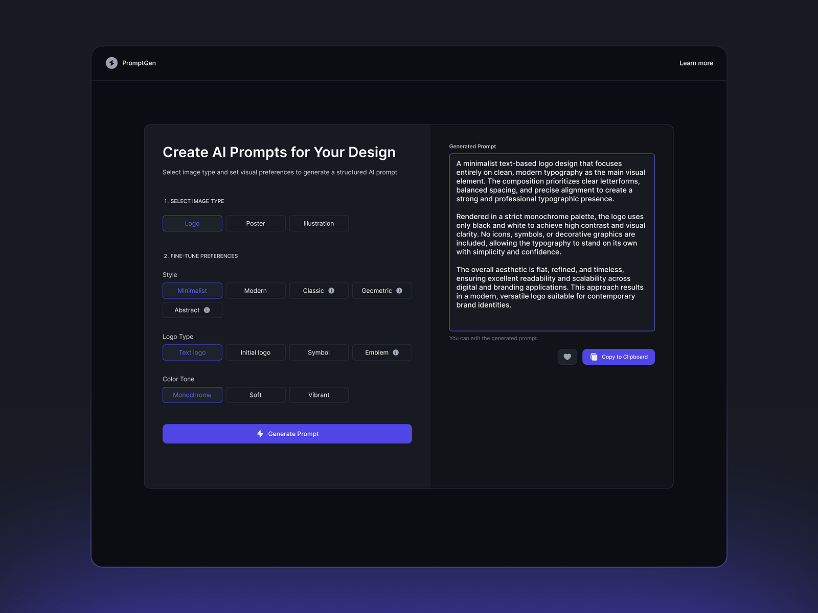 AI Prompt Builder — Lightweight Web Tool by Fariz Anshar on Dribbble