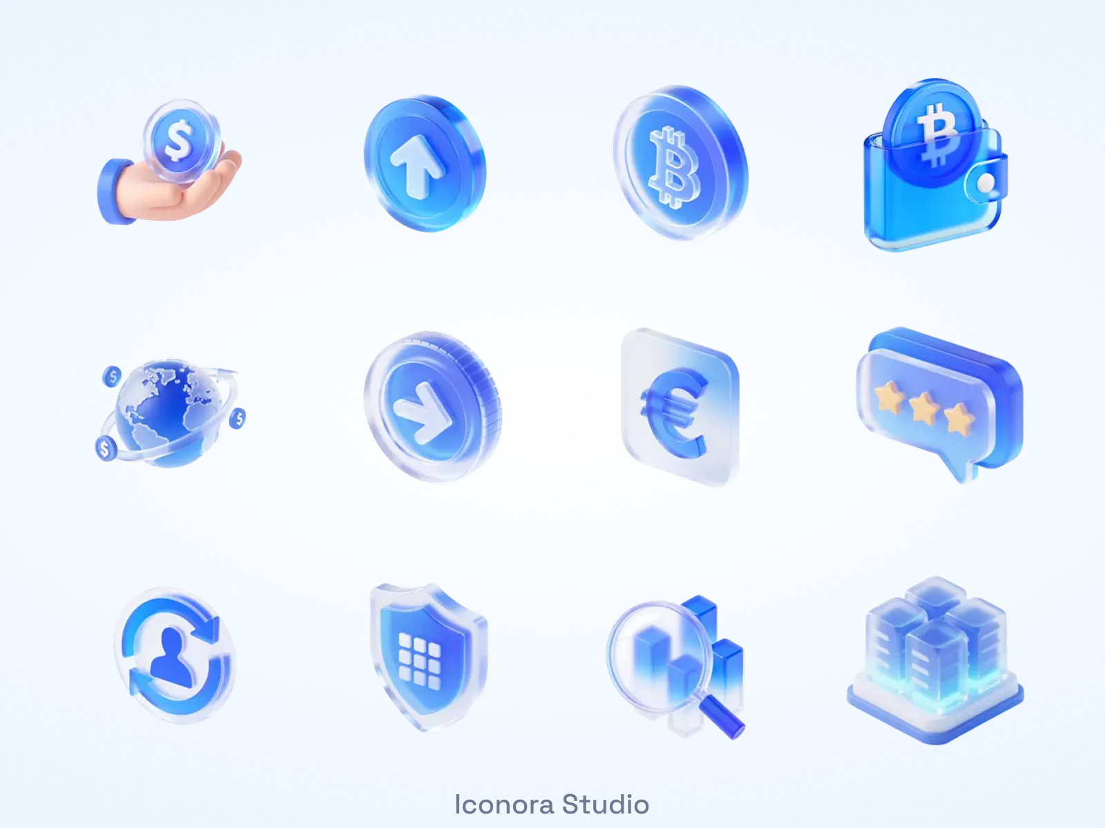 Finance 3D Set - Glass Series by Iconora Studio on Dribbble