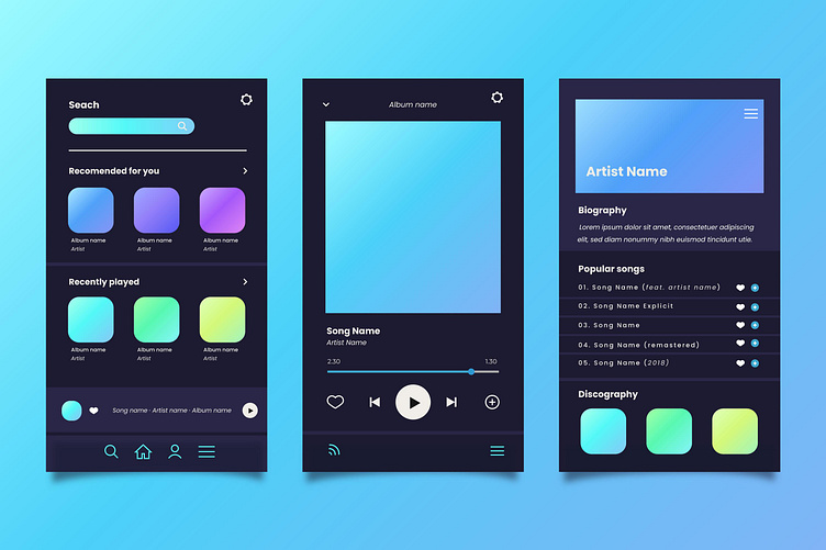 Music Player App Interface by Ajnay on Dribbble