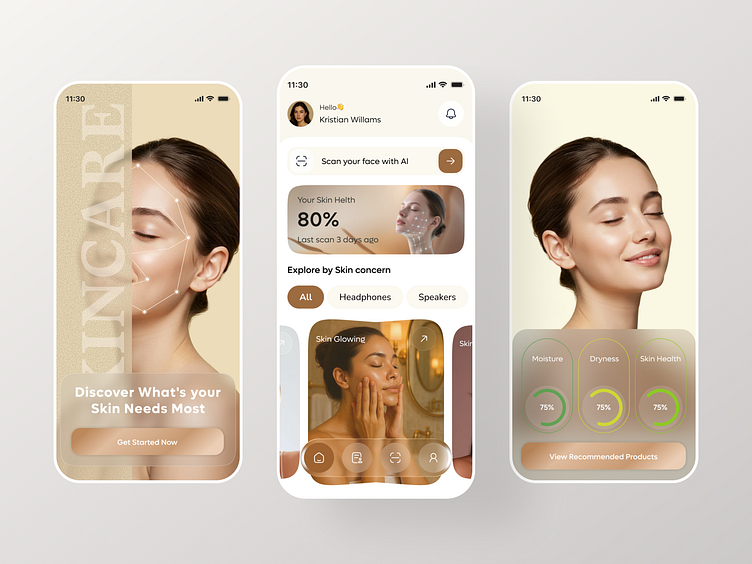 AI Skin Care Mobile App UI by Md Uzzal Hossain on Dribbble