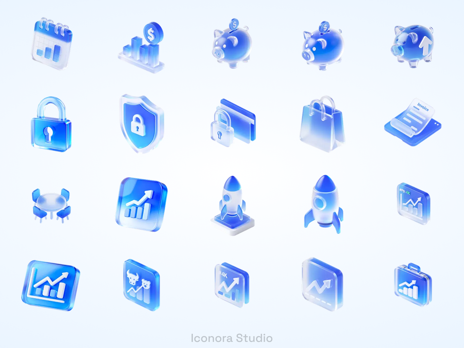 Finance 3D Set - Glass Series by Iconora Studio on Dribbble