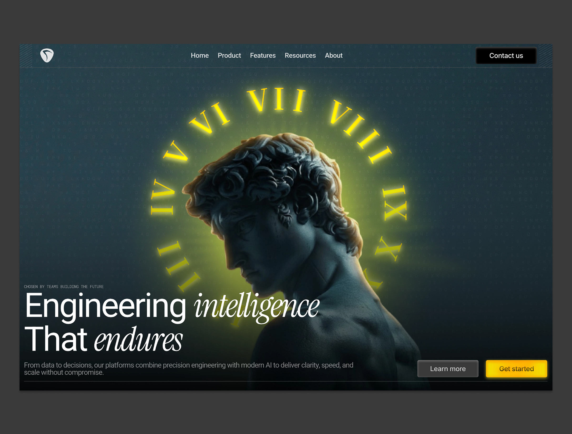 tech hero section inspired by roman statue by adeeb on Dribbble